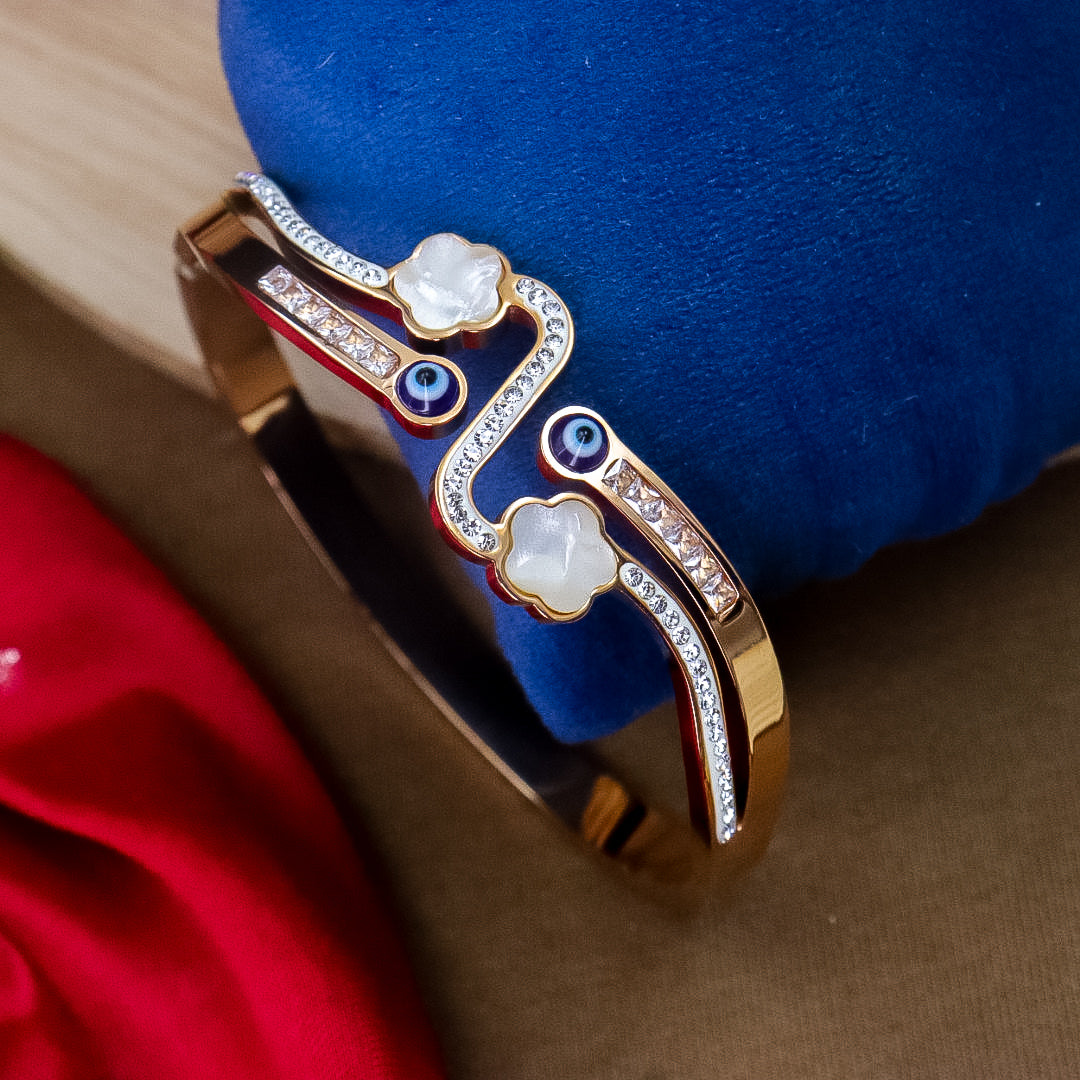 Yuna Evil Eye Stainless Steel Kada – Kuvar Jewels