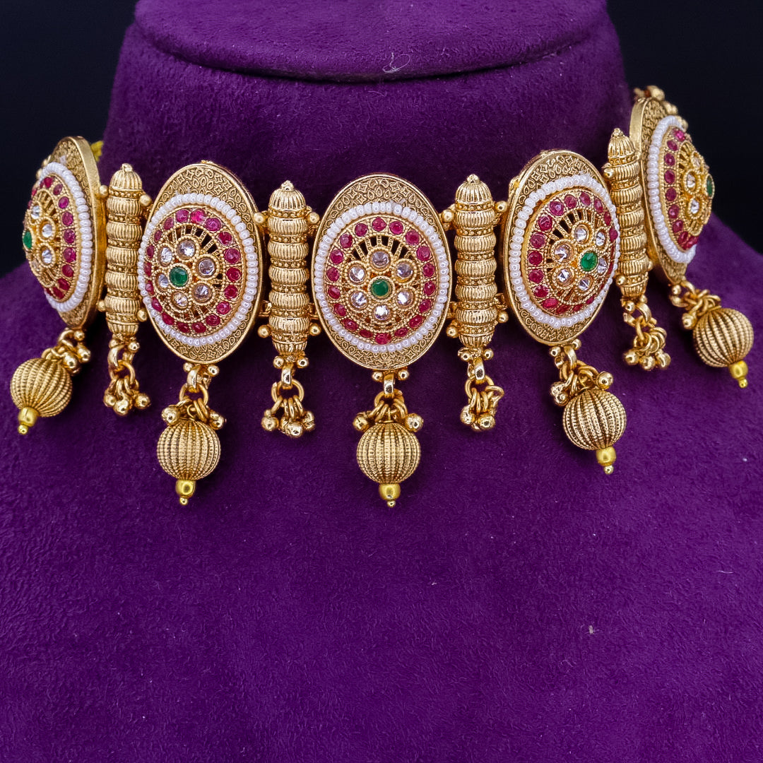 Sangeeta Copper Ethnic Choker With Earrings – Kuvar Jewels